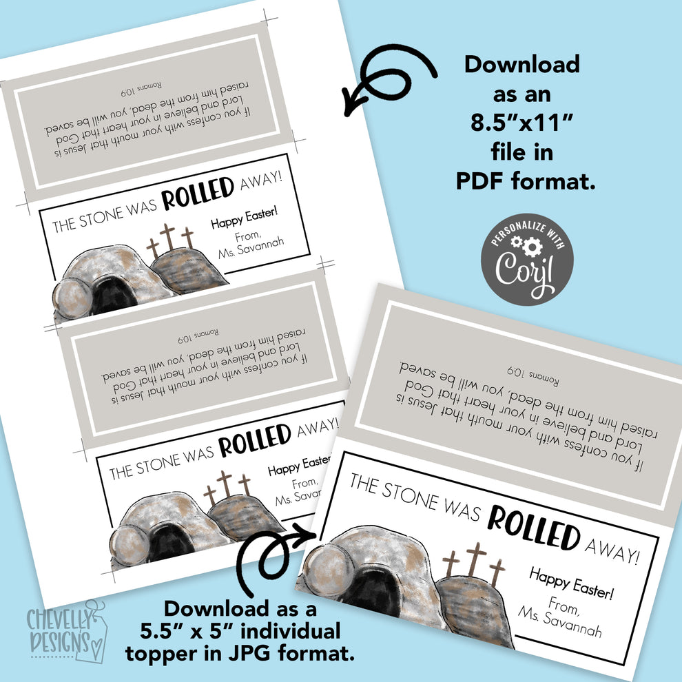 EDITABLE - The Stone was Rolled Away - Easter Treat Bag Toppers - Resu ...