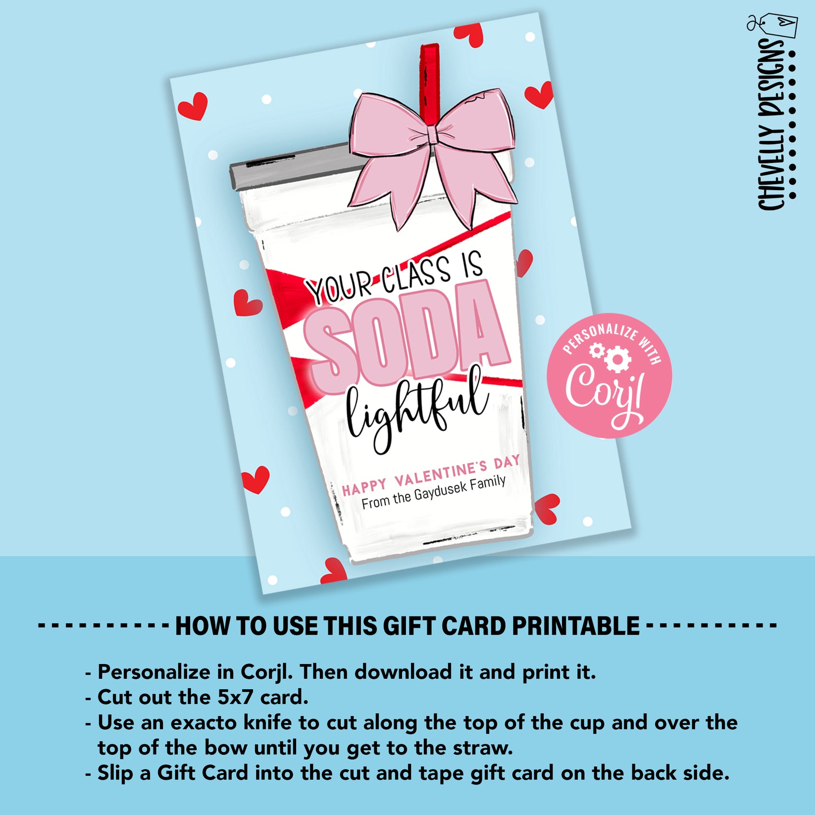 EDITABLE - Your Class is Soda Lightful - Printable 5x7 Restaurant Gift ...