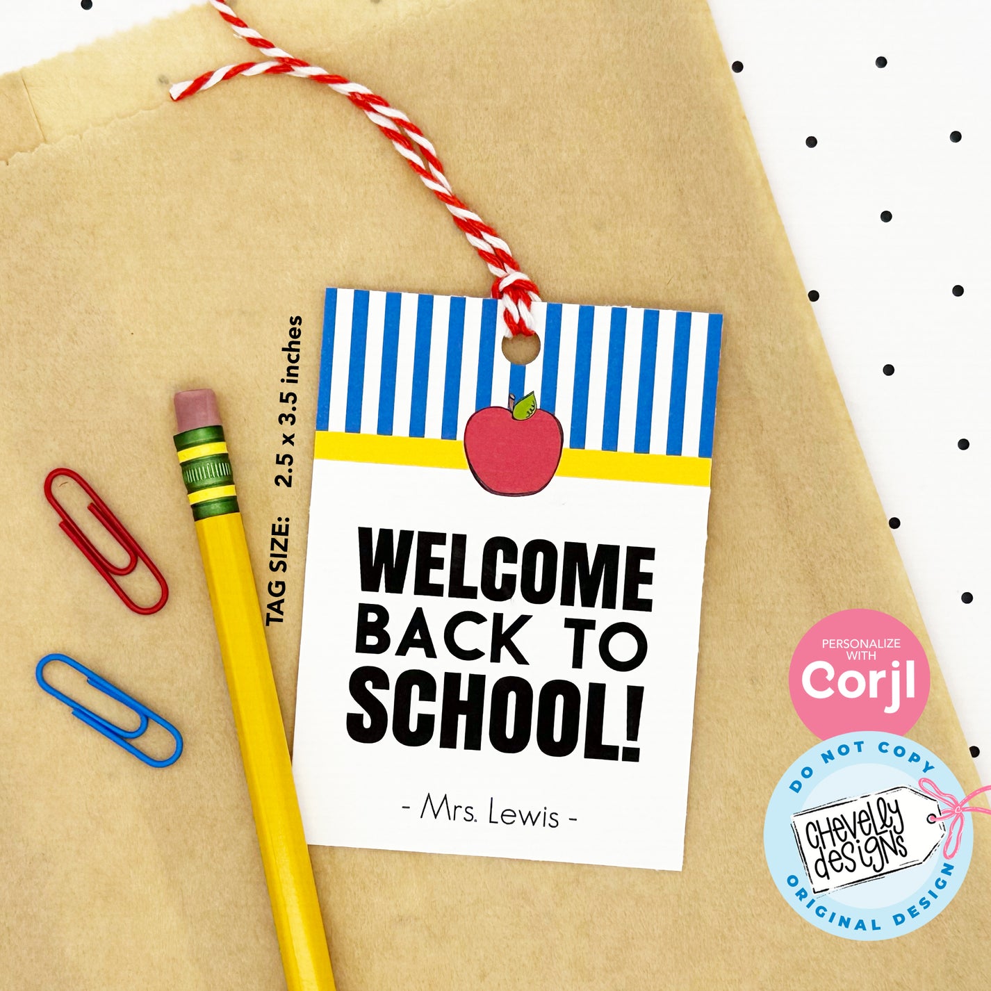 EDITABLE Back to School Gift Tag - Welcome Student or Teachers Gift ...