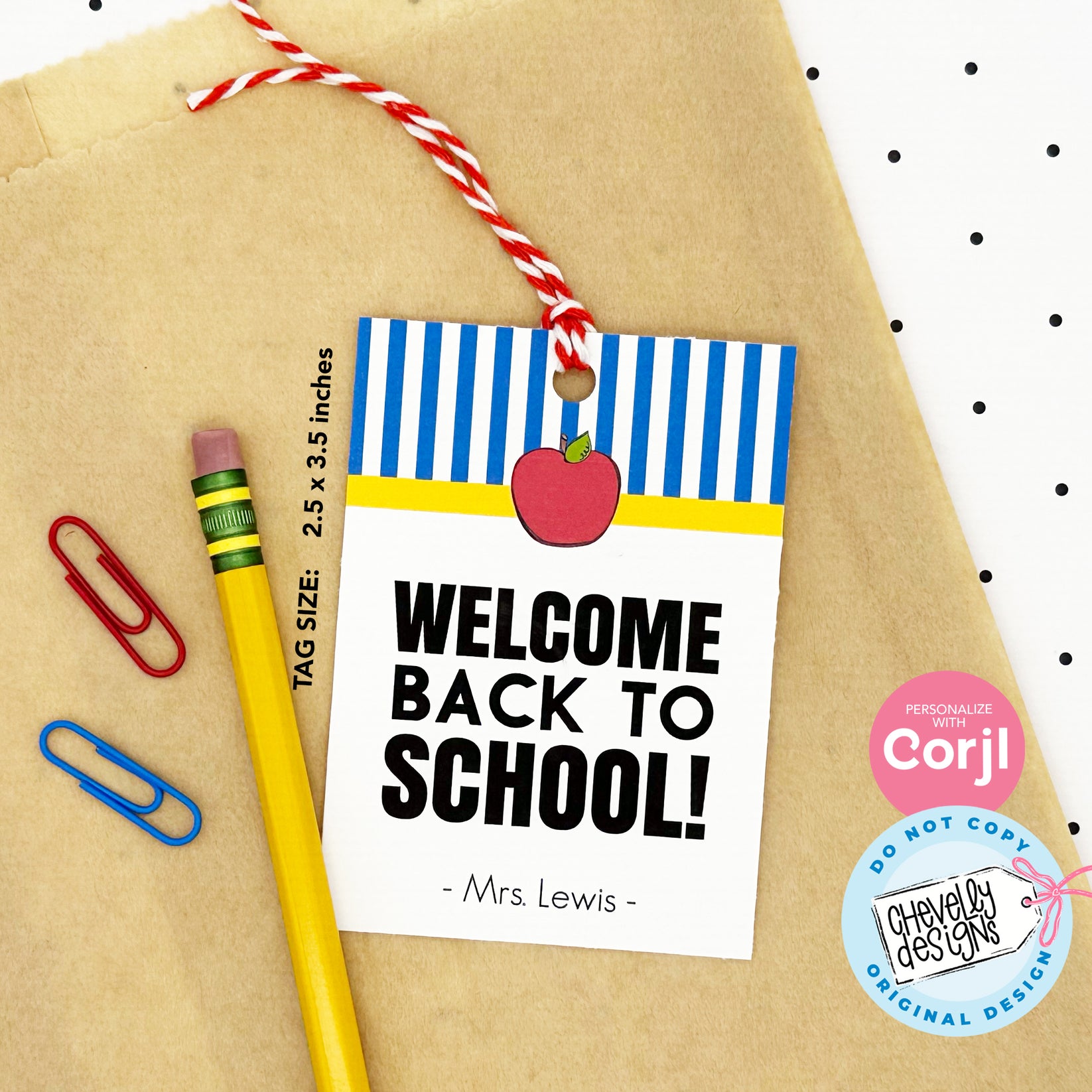 EDITABLE Back to School Gift Tag - Welcome Student or Teachers Gift ...
