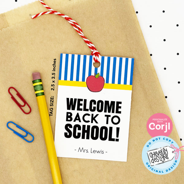 EDITABLE Back to School Gift Tag - Welcome Student or Teachers Gift ...