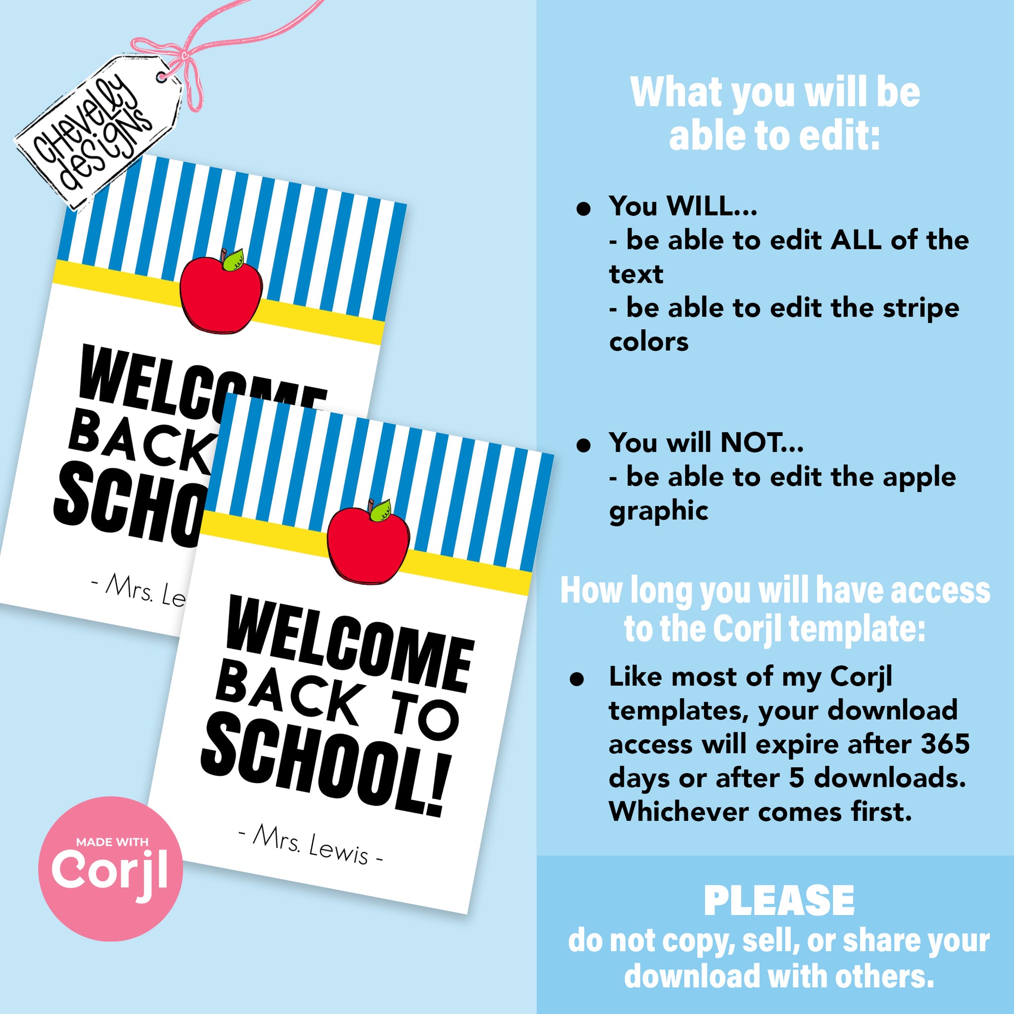 EDITABLE Back to School Gift Tag - Welcome Student or Teachers Gift ...