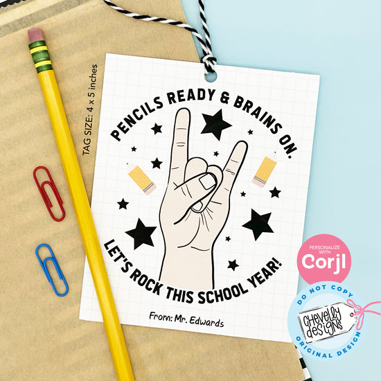 EDITABLE Back to School Gift Tag - Let's Rock this School Year - Print ...