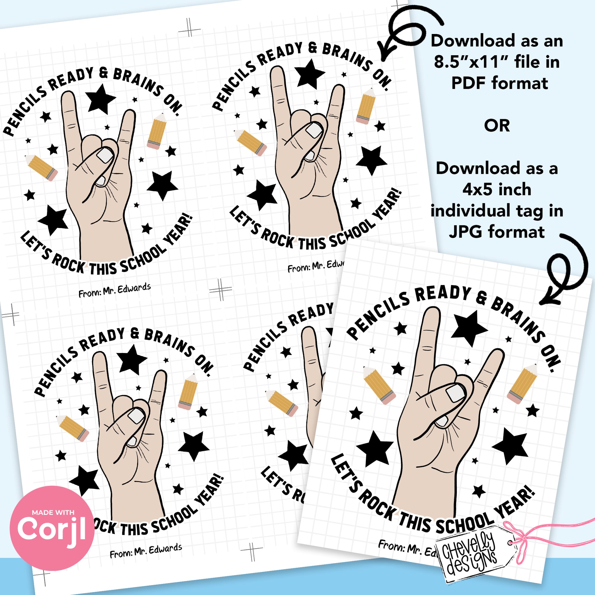 EDITABLE Back to School Gift Tag - Let's Rock this School Year - Print ...