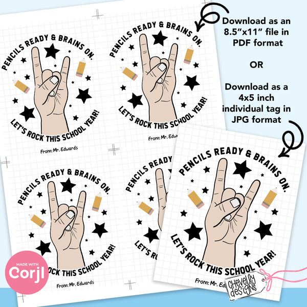 EDITABLE Back to School Gift Tag - Let's Rock this School Year - Print ...