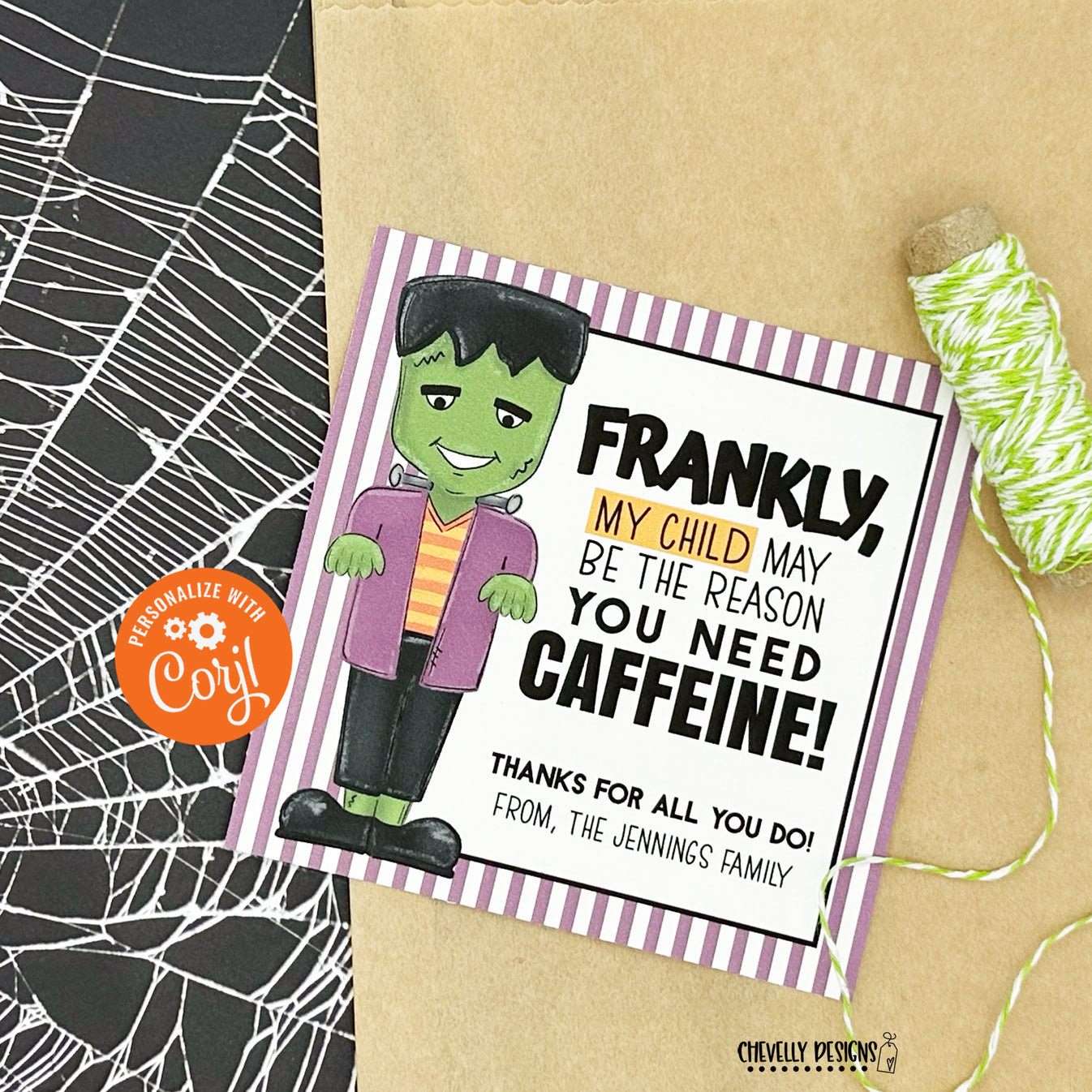Editable - Funny Halloween Teacher Gift Tag - Frankenstein - Printable ...