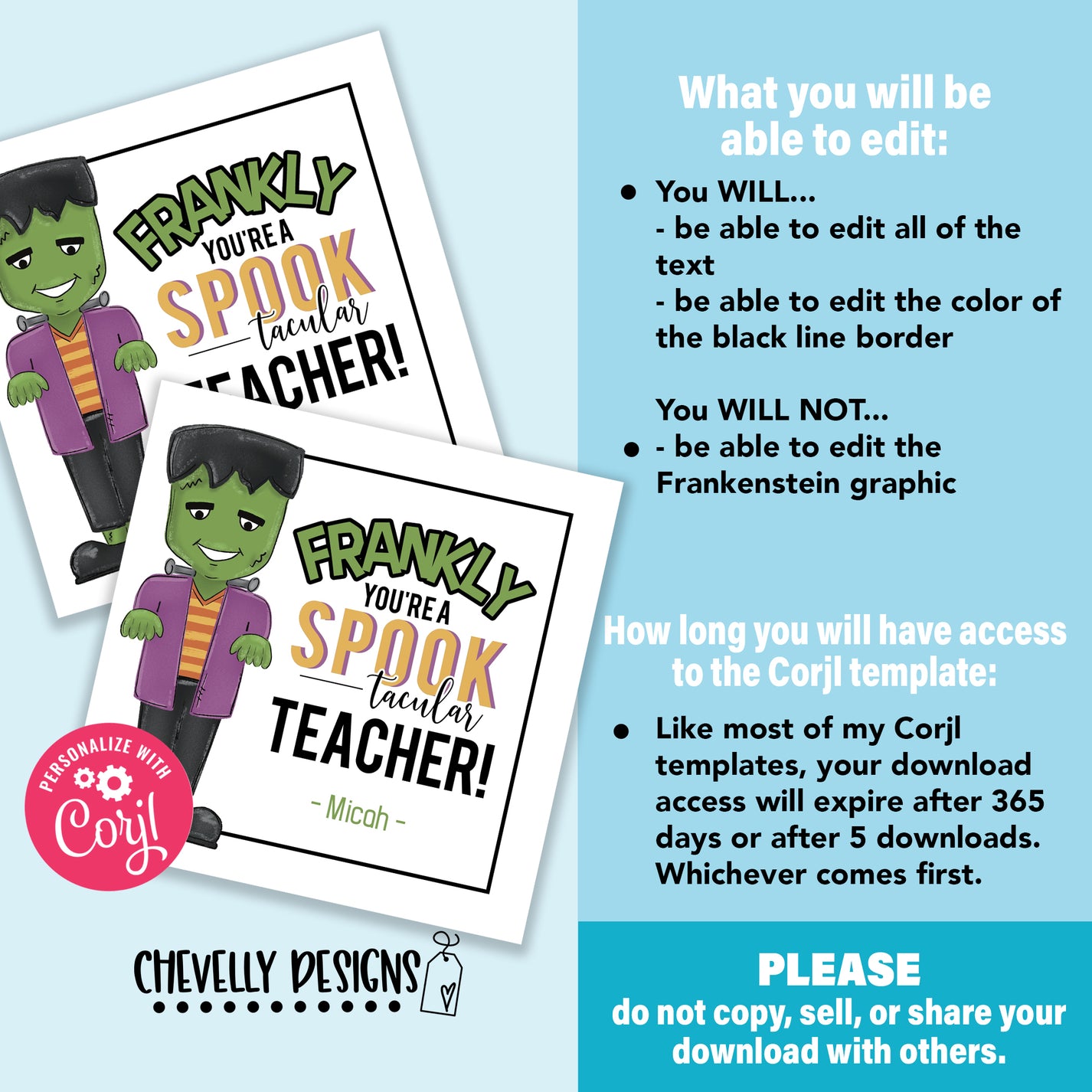 Editable - Frankly, You're a Spook-tacular Teacher - Halloween Gift Ta ...