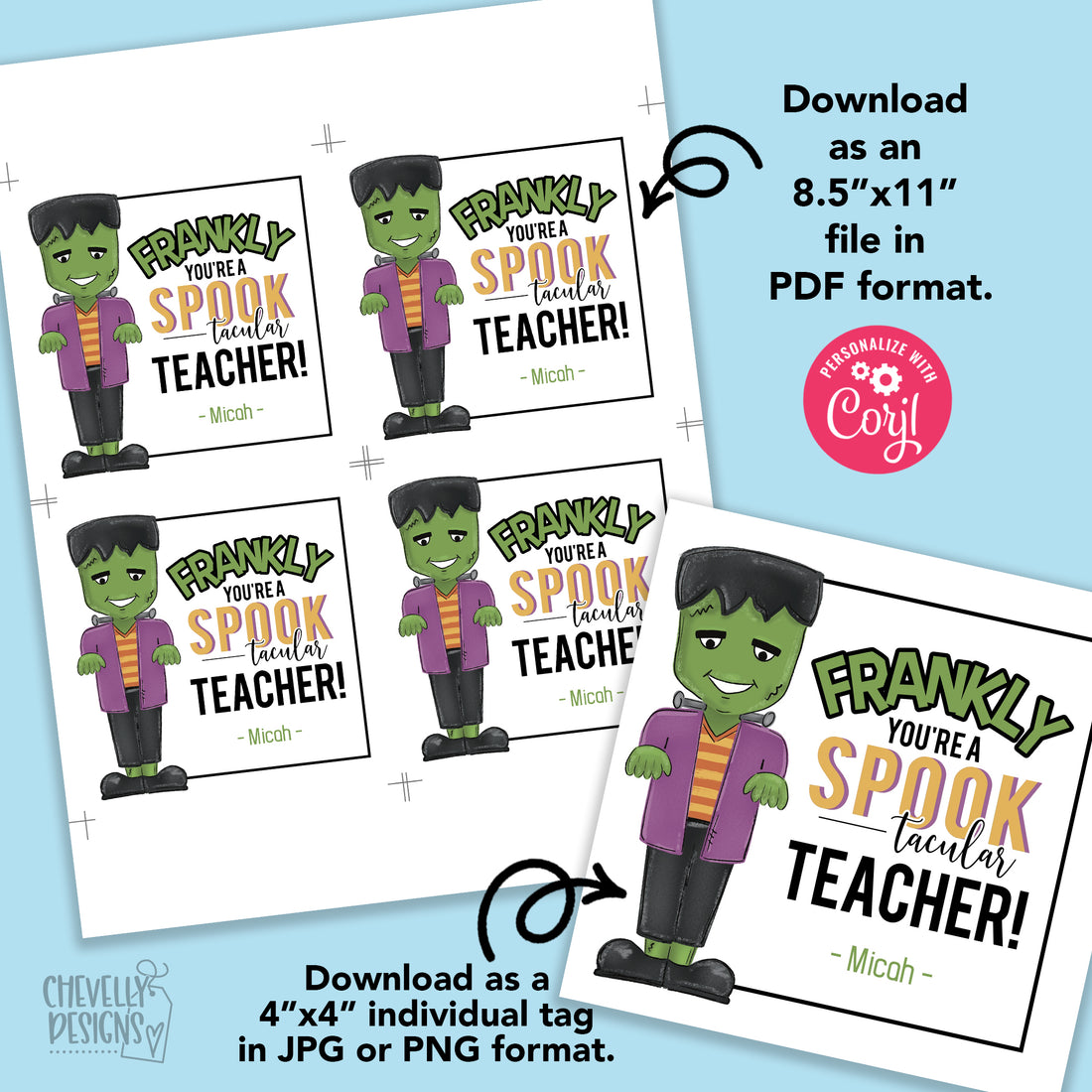 Editable - Frankly, You're a Spook-tacular Teacher - Halloween Gift Ta ...