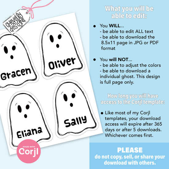 EDITABLE - Ghost Gift Tag - Halloween Treats for Kids - Printable Digi ...