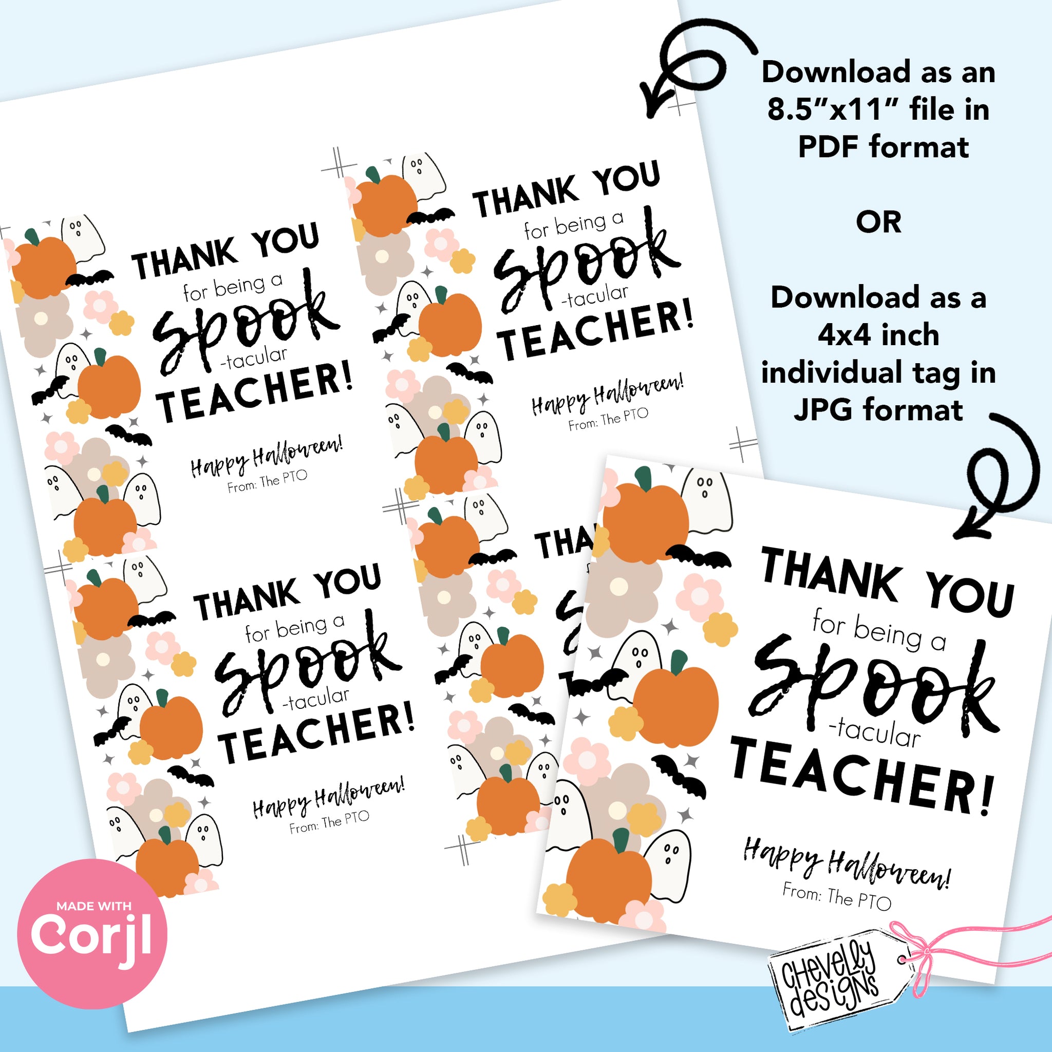 EDITABLE Halloween Gift Tag - Spook-tacular Teacher - Printable Digita ...