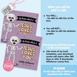 EDITABLE Halloween Treat Tags - No Bones About It Jesus Loves You - Pr – Chevelly Designs