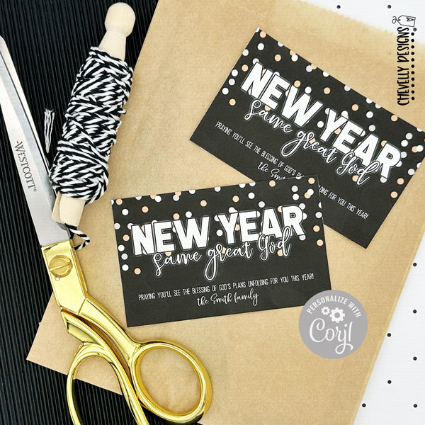 Editable - New Year Same Great God - Religious Faith Based Gift Tags ...