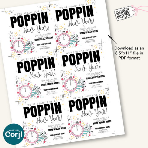 Editable Referral Gift Tag: Poppin New Year, Home Health Marketing Lab ...