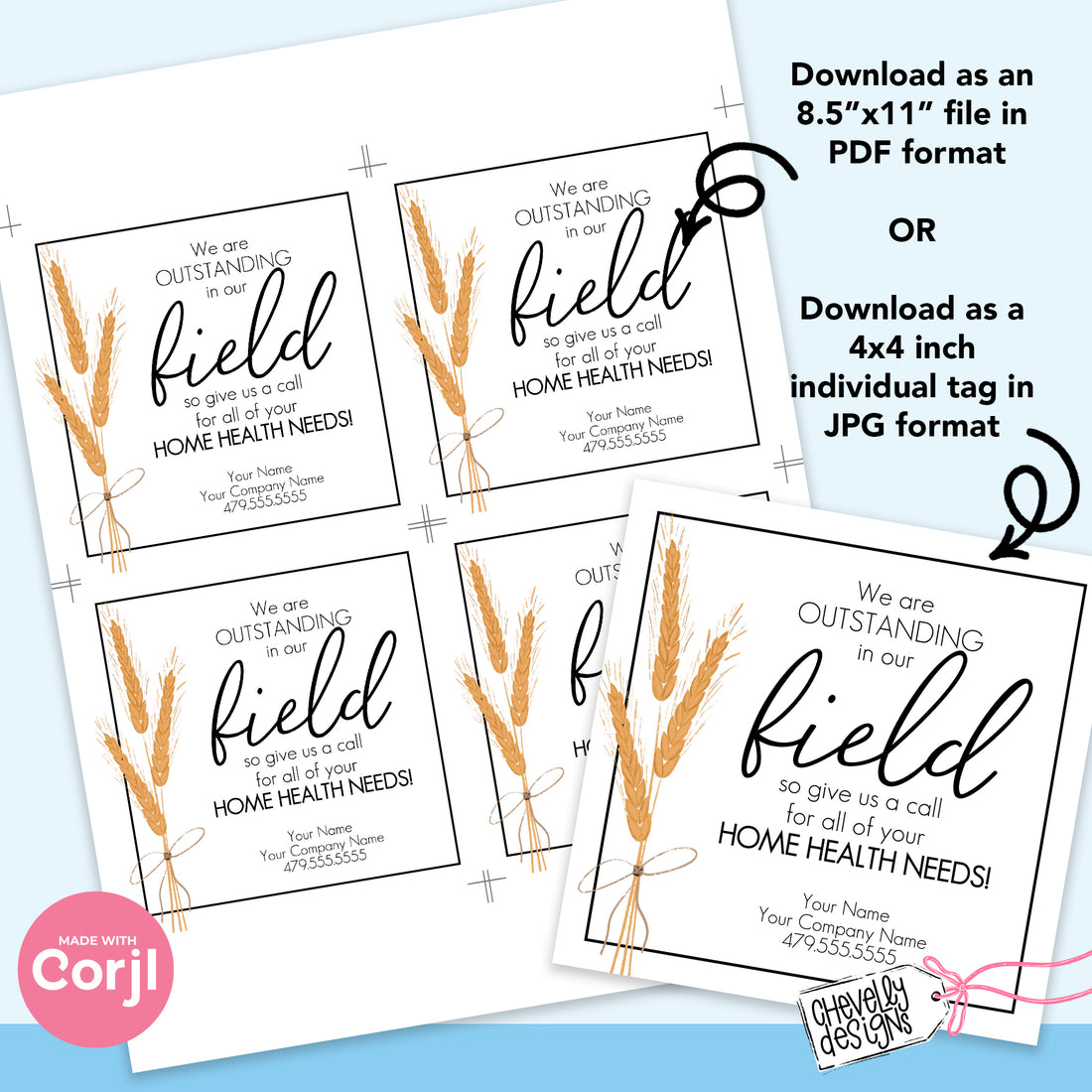 Editable Referral Gift Tags - Outstanding in our Field - wheat, fall ...