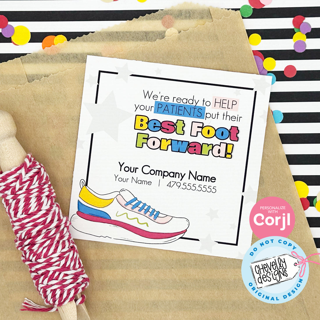 Editable Sneaker Referral Gift Tag - Best Foot Forward, Patient Care ...