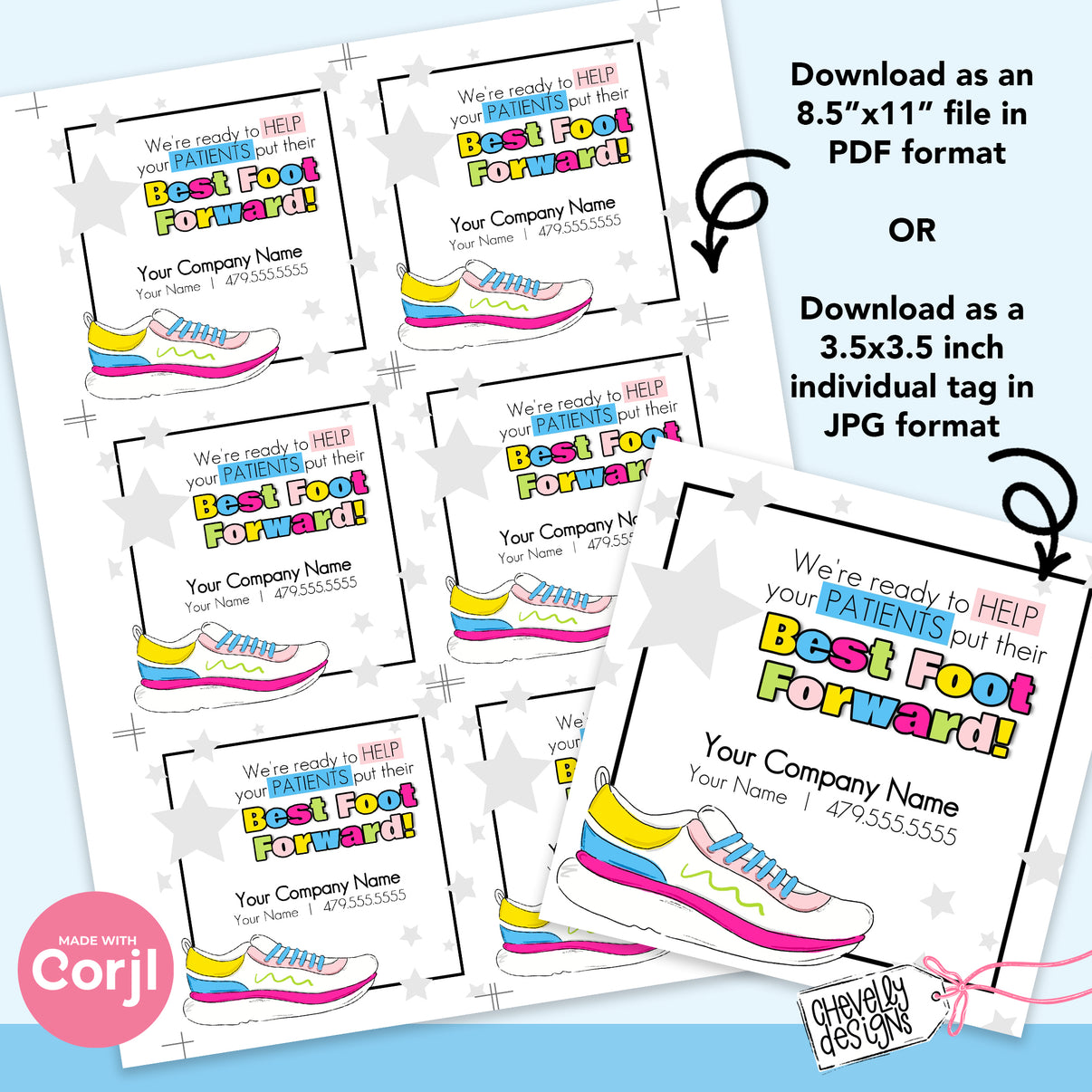 Editable Sneaker Referral Gift Tag - Best Foot Forward, Patient Care ...