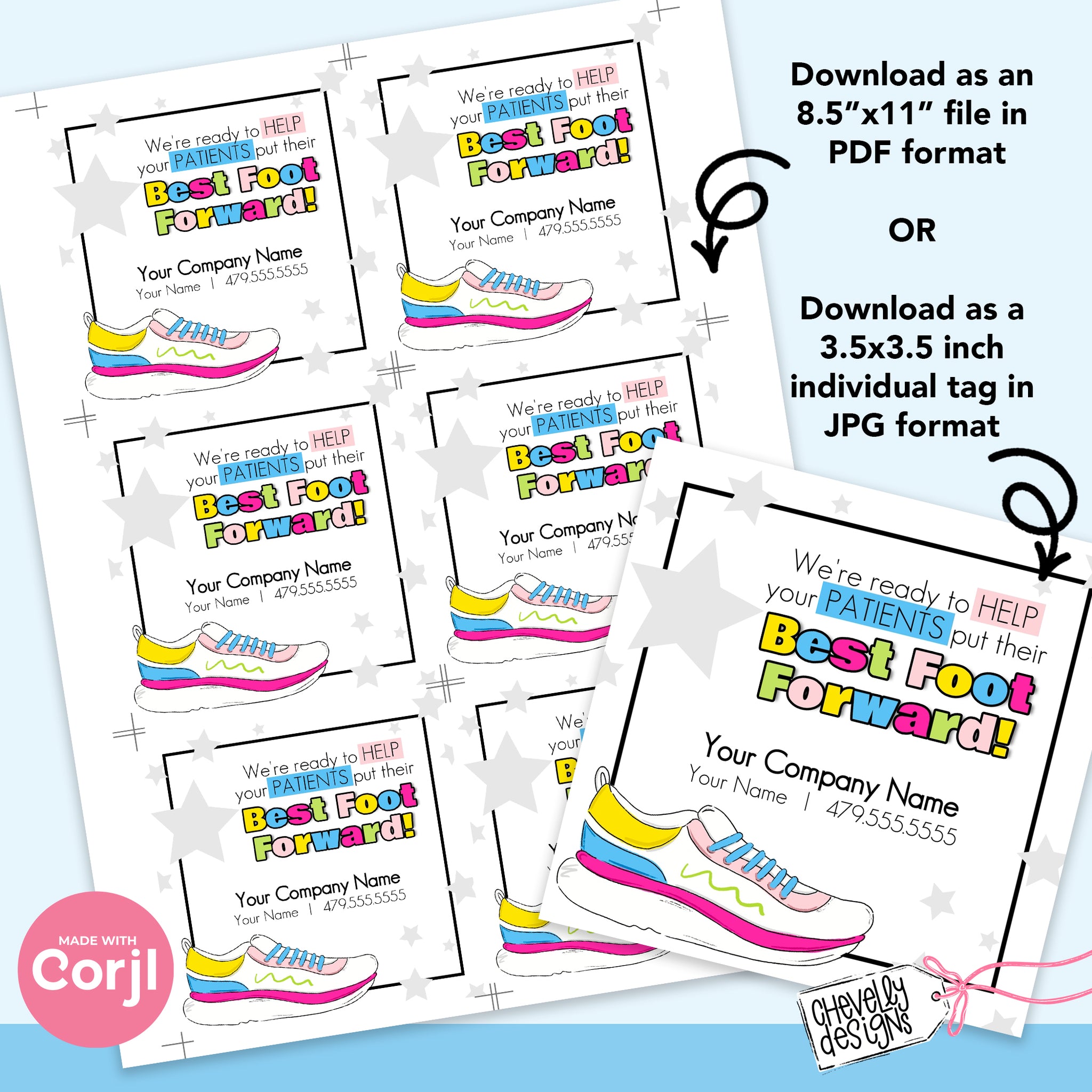Editable Sneaker Referral Gift Tag - Best Foot Forward, Patient Care ...