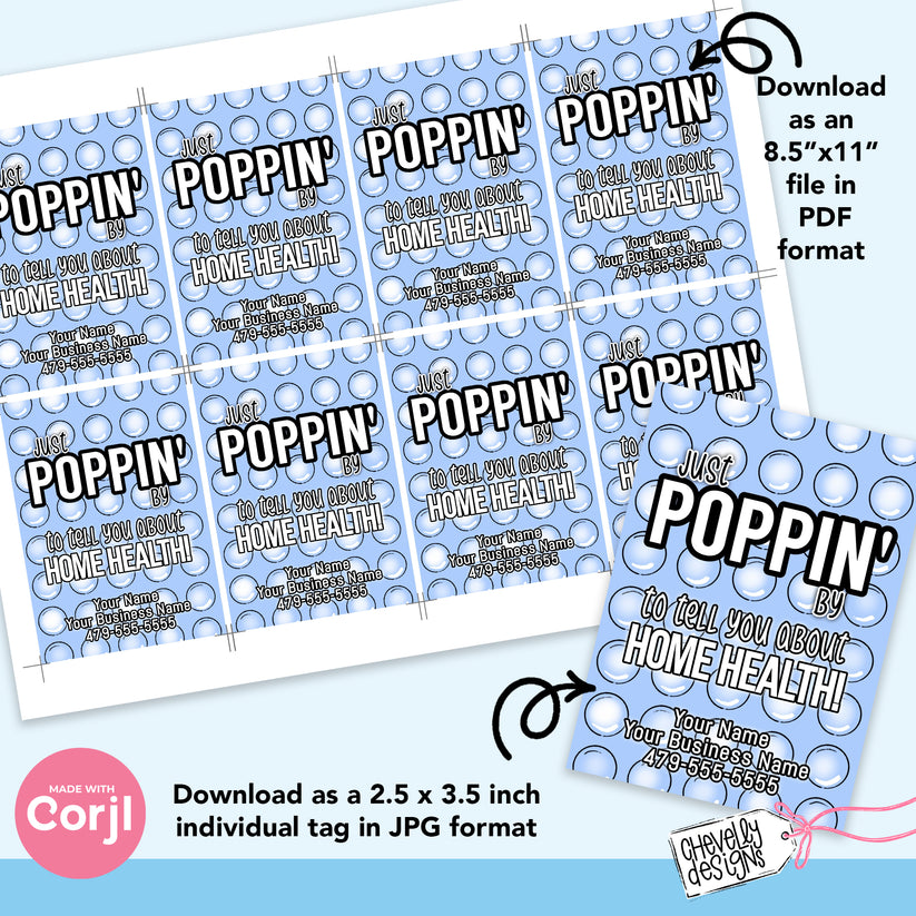 Editable - Poppin' By Home Health Gift Tags - Business Referrals - Pri ...