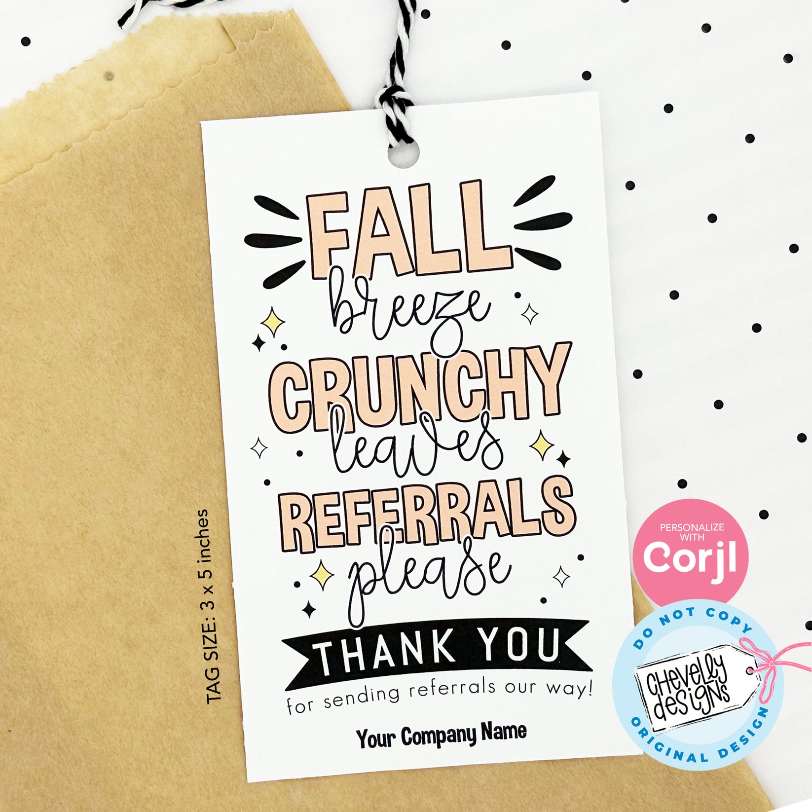 EDITABLE Referral Marketing Gift Tags - Fall Breeze, Crunchy Leaves, R ...