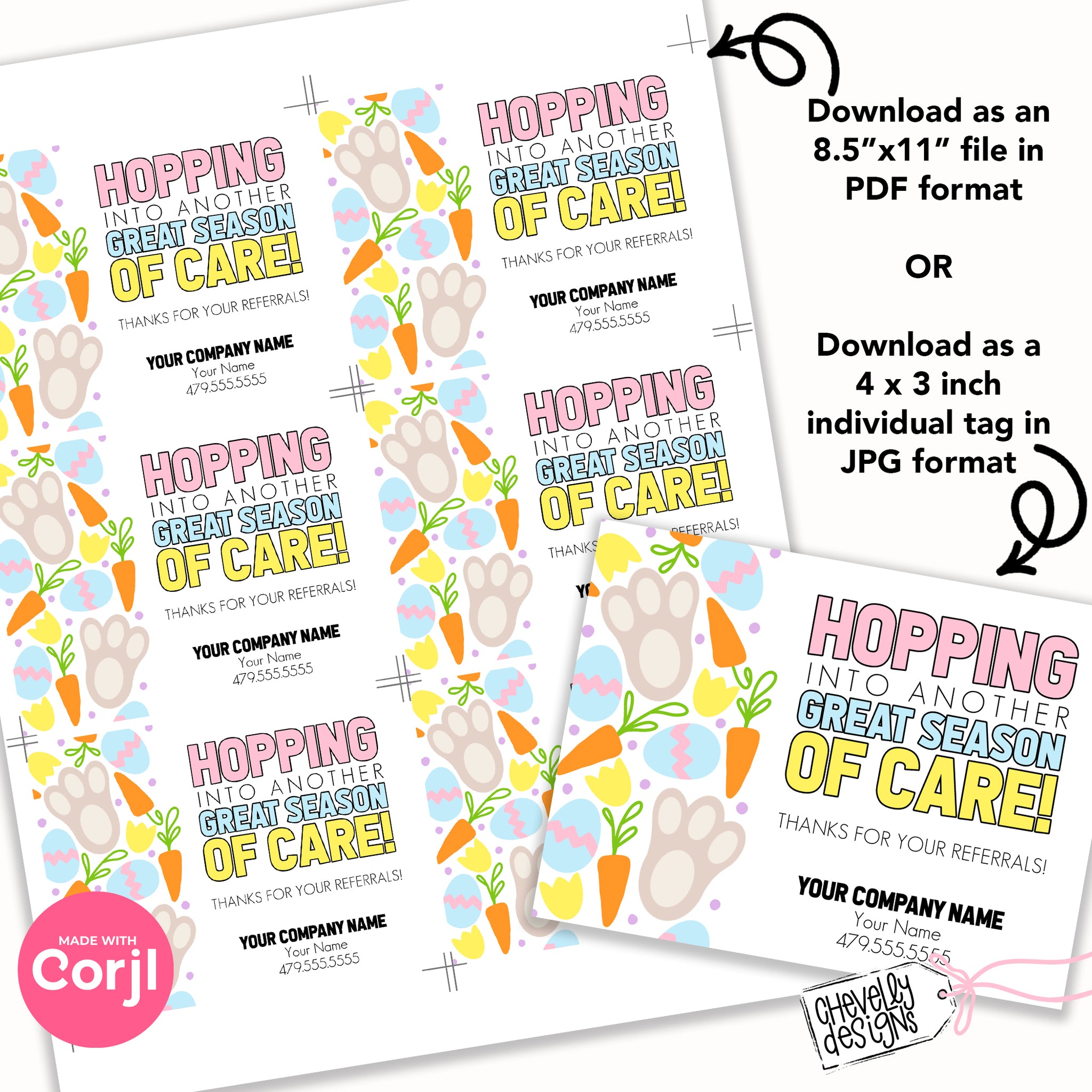 Editable Printable Easter Referral Marketing Gift Tags, Hopping Into A ...