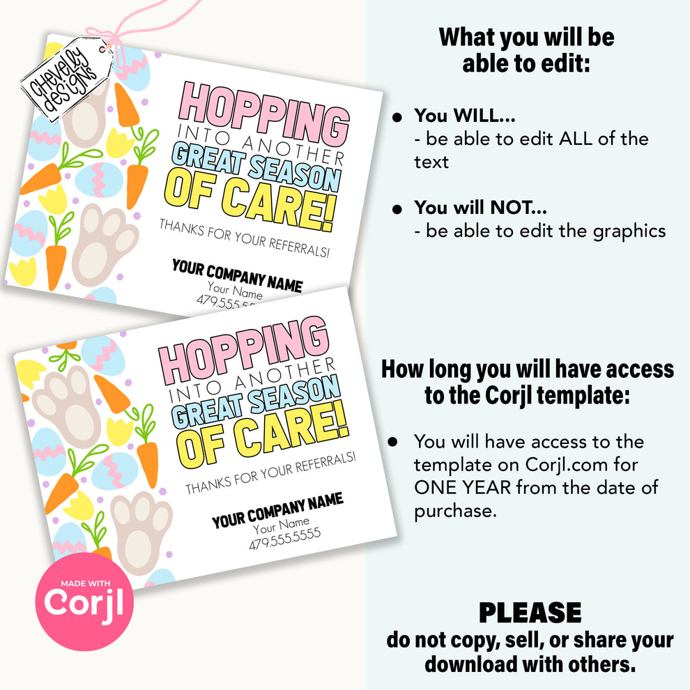Editable Printable Easter Referral Marketing Gift Tags, Hopping Into A ...