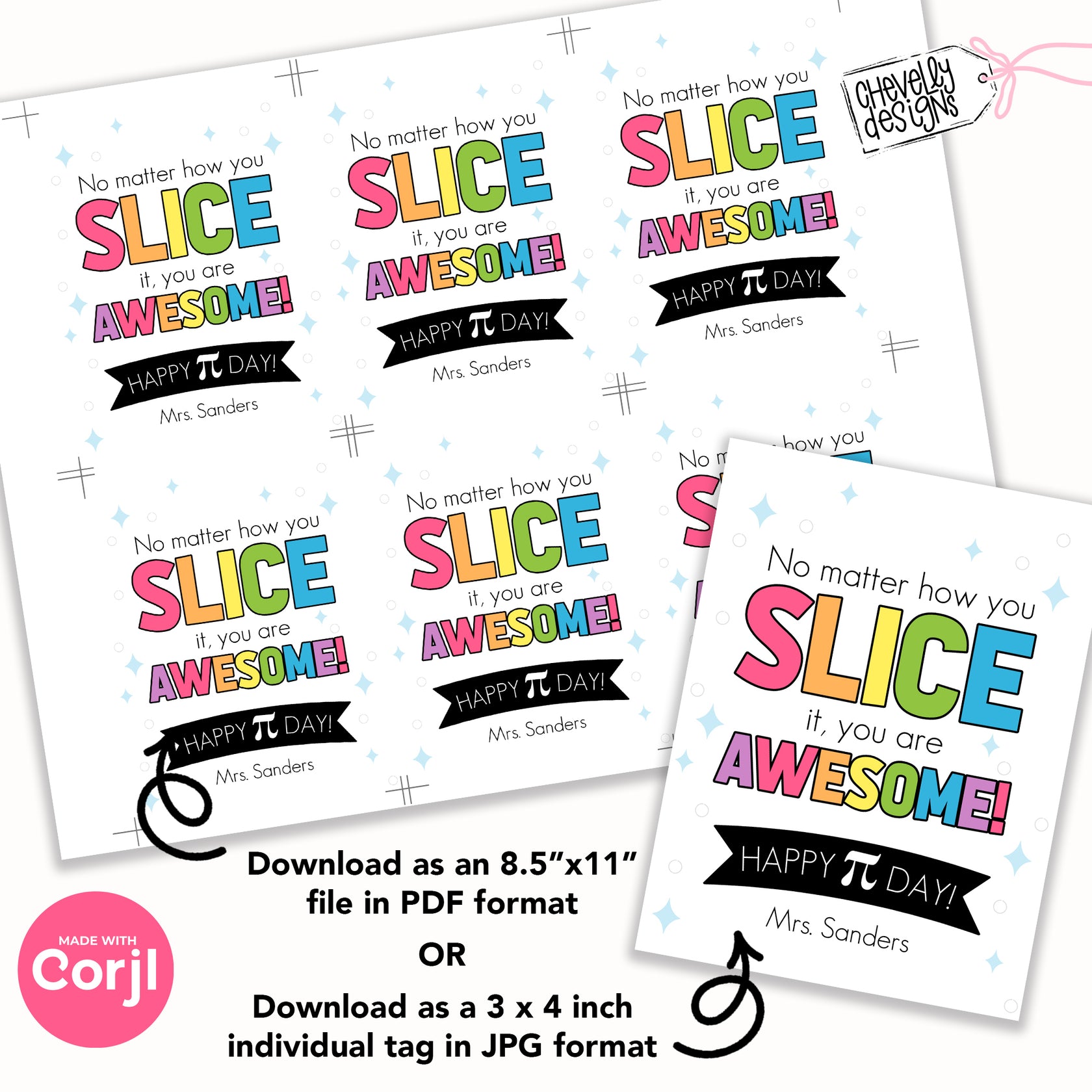 Editable Printable Pi Day Gift Tags, No Matter How You Slice it You ar ...