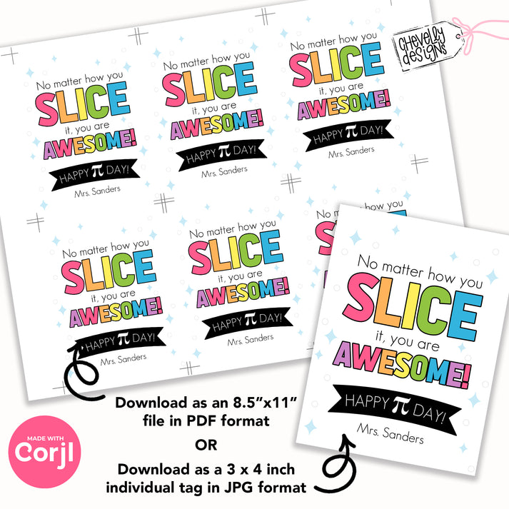 Editable Printable Pi Day Gift Tags, No Matter How You Slice it You ar ...
