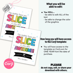 Editable Printable Pi Day Gift Tags, No Matter How You Slice it You ar ...