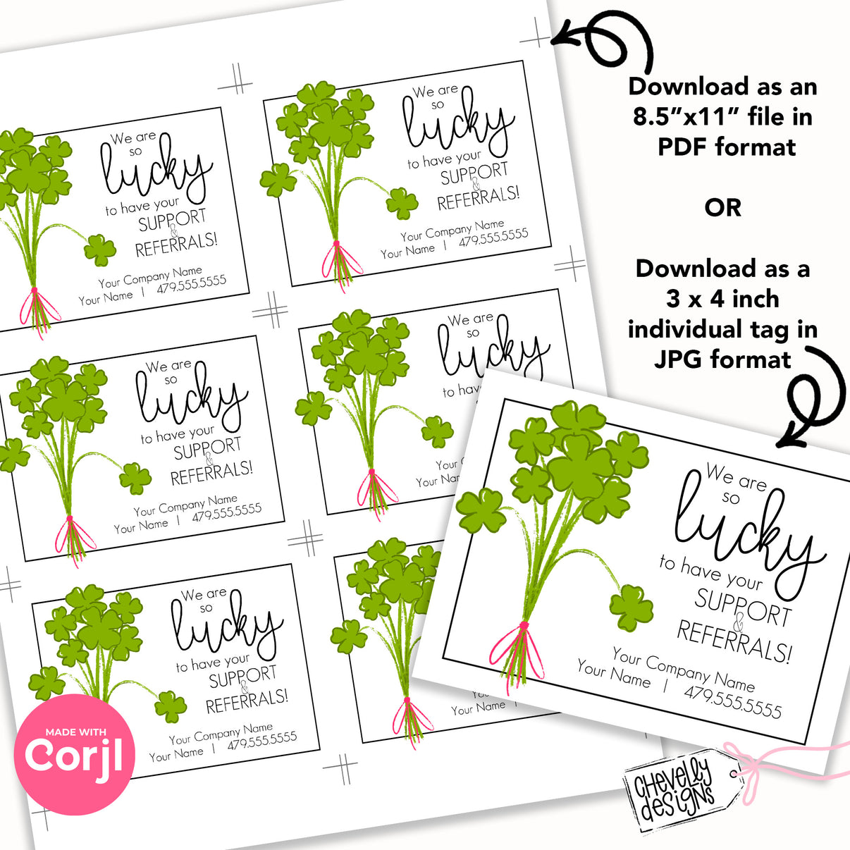 Editable Printable Referral Gift Tags, So Lucky to Have Your Support a ...