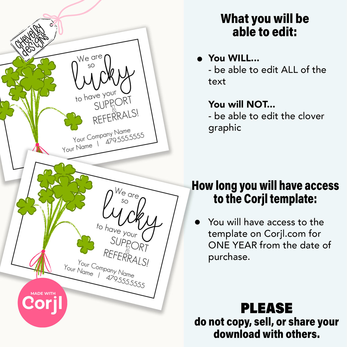 Editable Printable Referral Gift Tags, So Lucky to Have Your Support a ...