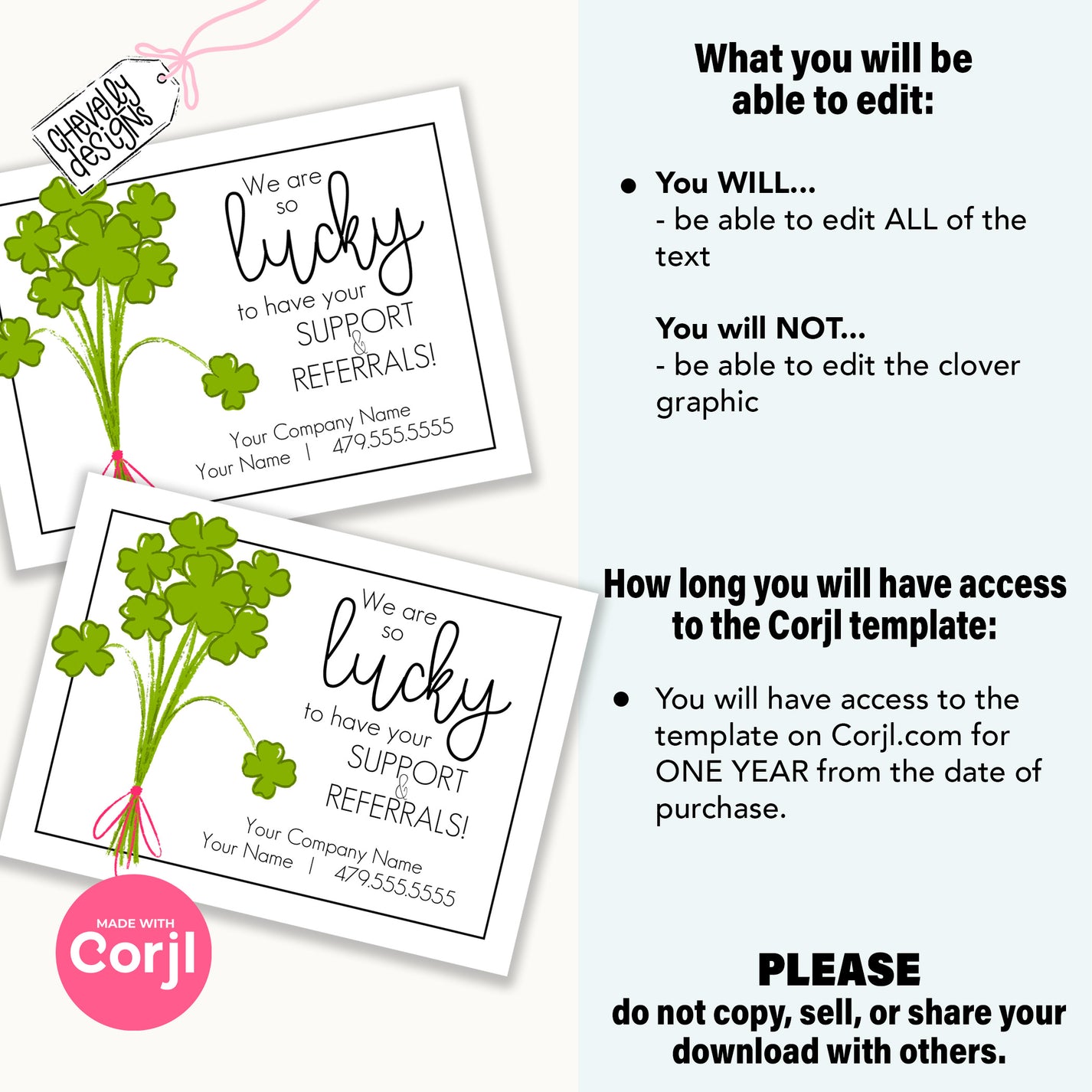 Editable Printable Referral Gift Tags, So Lucky to Have Your Support a ...