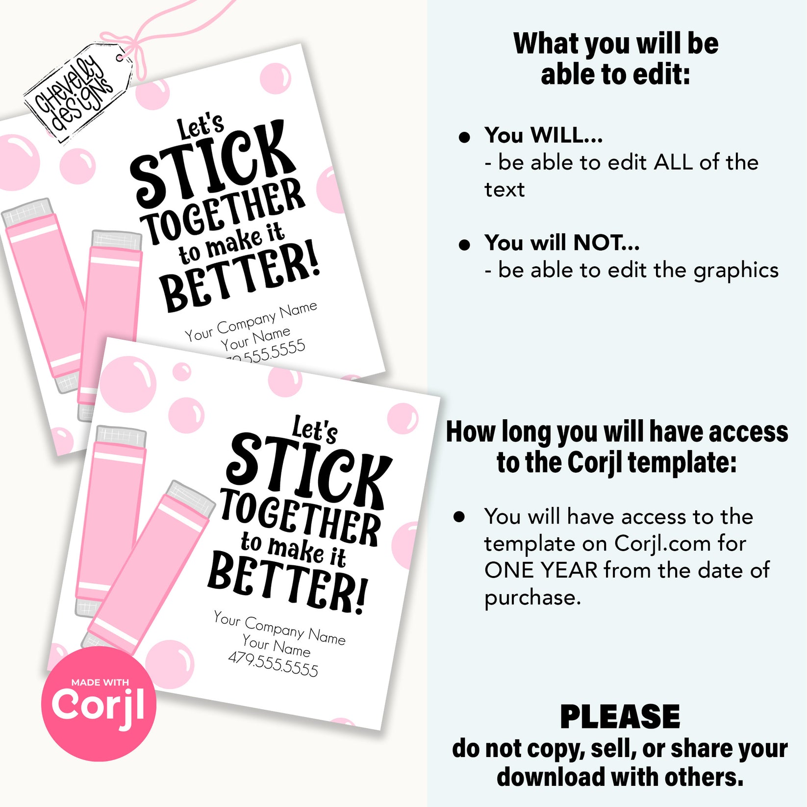Editable Printable Referral Marketing Gum Gift Tags, Stick Together to ...