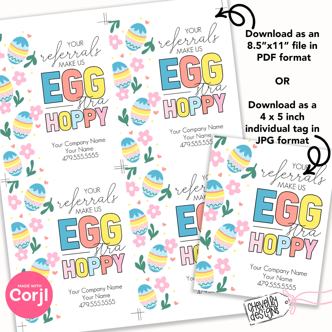 Editable Printable Easter Referral Marketing Gift Tags, Egg-stra Hoppy ...