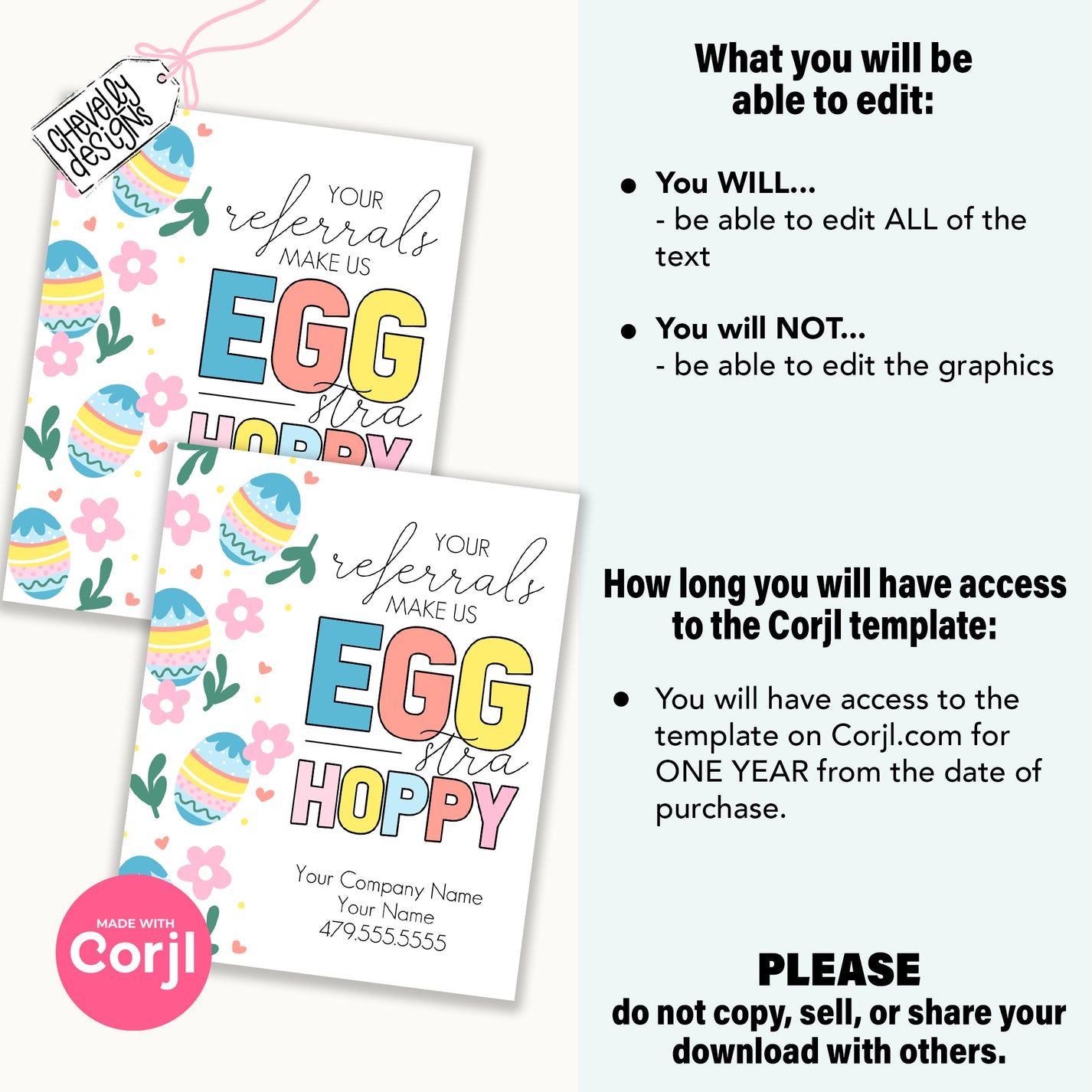 Editable Printable Easter Referral Marketing Gift Tags, Egg-stra Hoppy ...