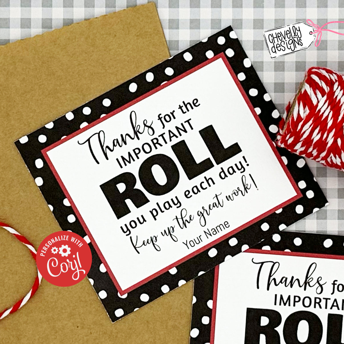Editable - Thanks for the Important Roll (Role) You Play - Printable D ...
