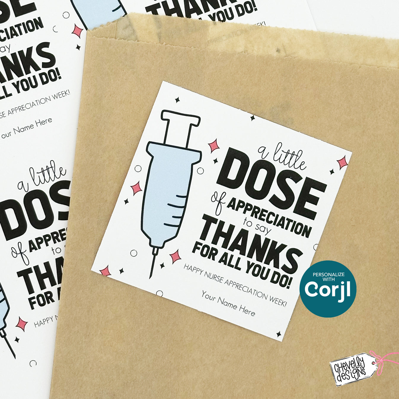Editable Nurse Appreciation Gift Tag – Syringe Design – “A Little Dose ...