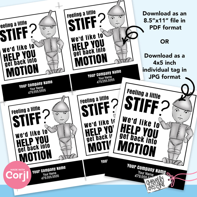 Editable Tin Man Referral Gift Tag - Physical Therapy Marketing Label ...