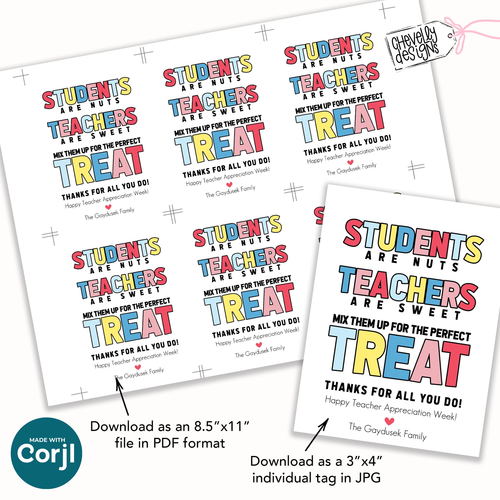Editable Teacher Appreciation Gift Tag – Trail Mix Gift Tag – Corjl Te ...