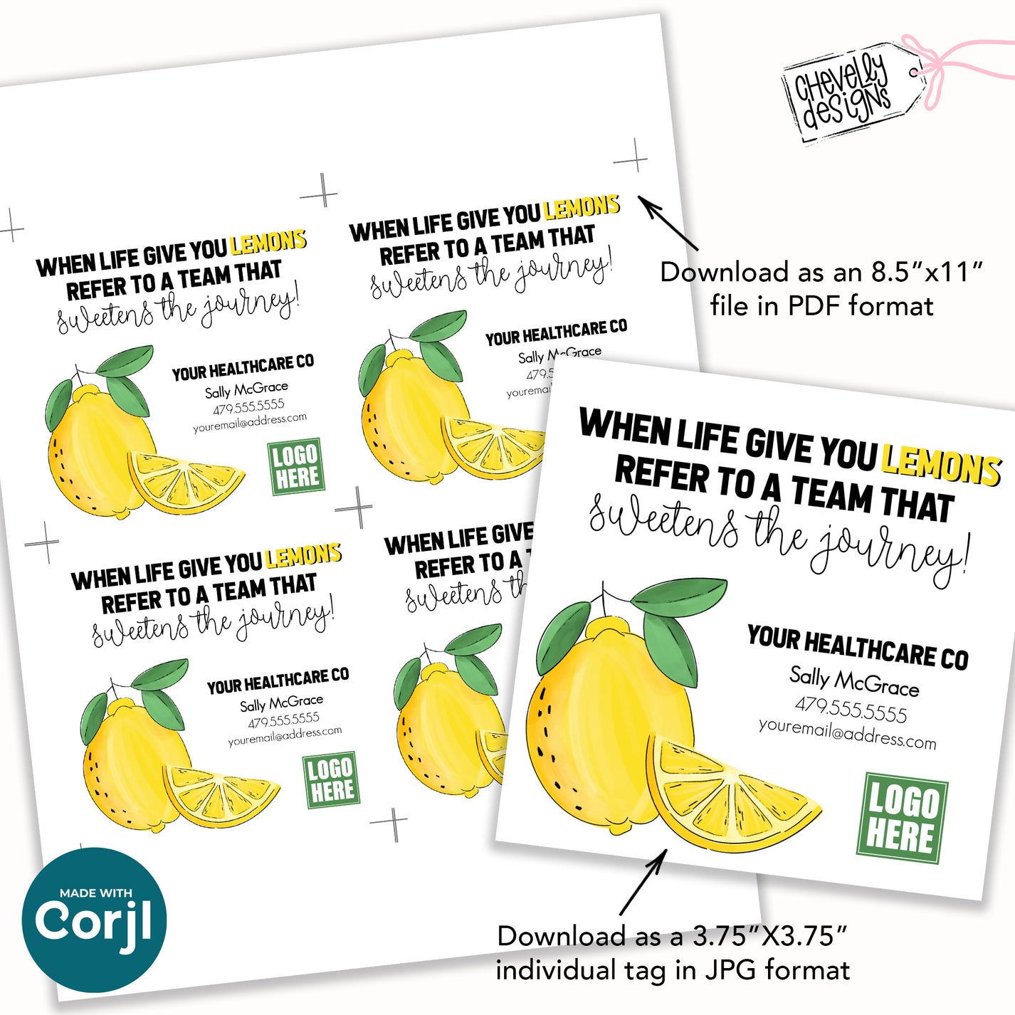 EDITABLE - Printable Referral Gift Tags, When Life Gives You Lemons, M ...