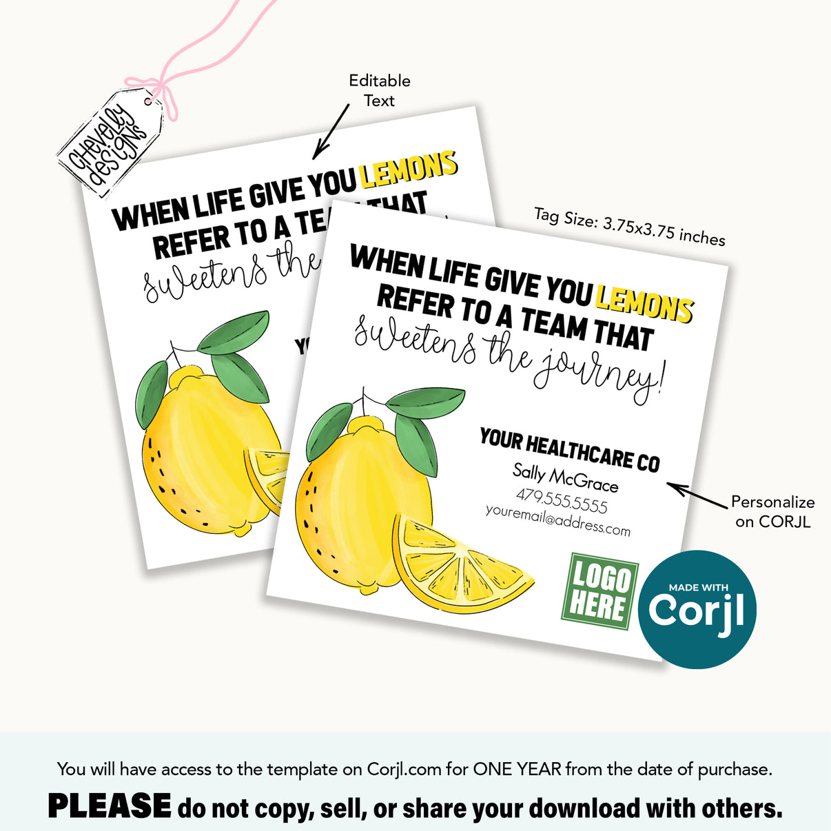 EDITABLE - Printable Referral Gift Tags, When Life Gives You Lemons, M ...
