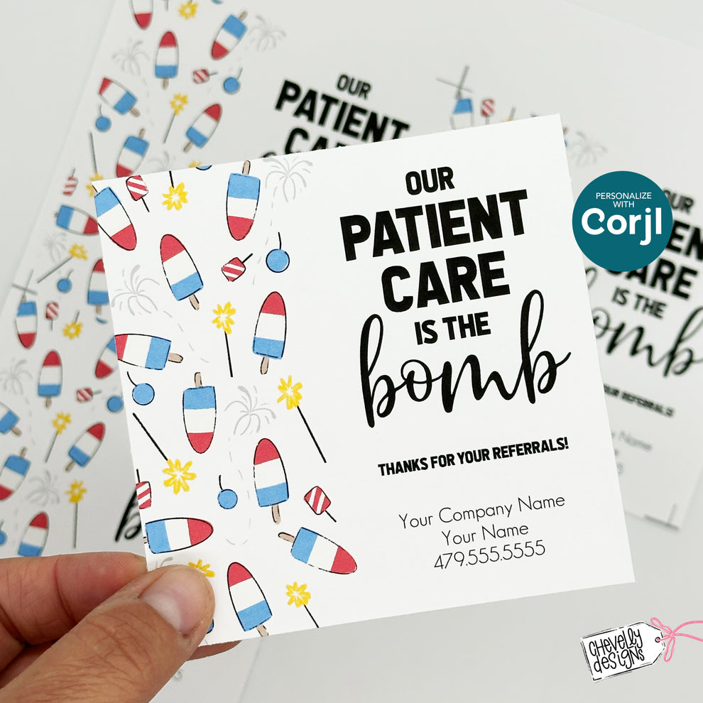 EDITABLE - Printable Referral Gift Tags, Our Patient Care is the Bomb ...