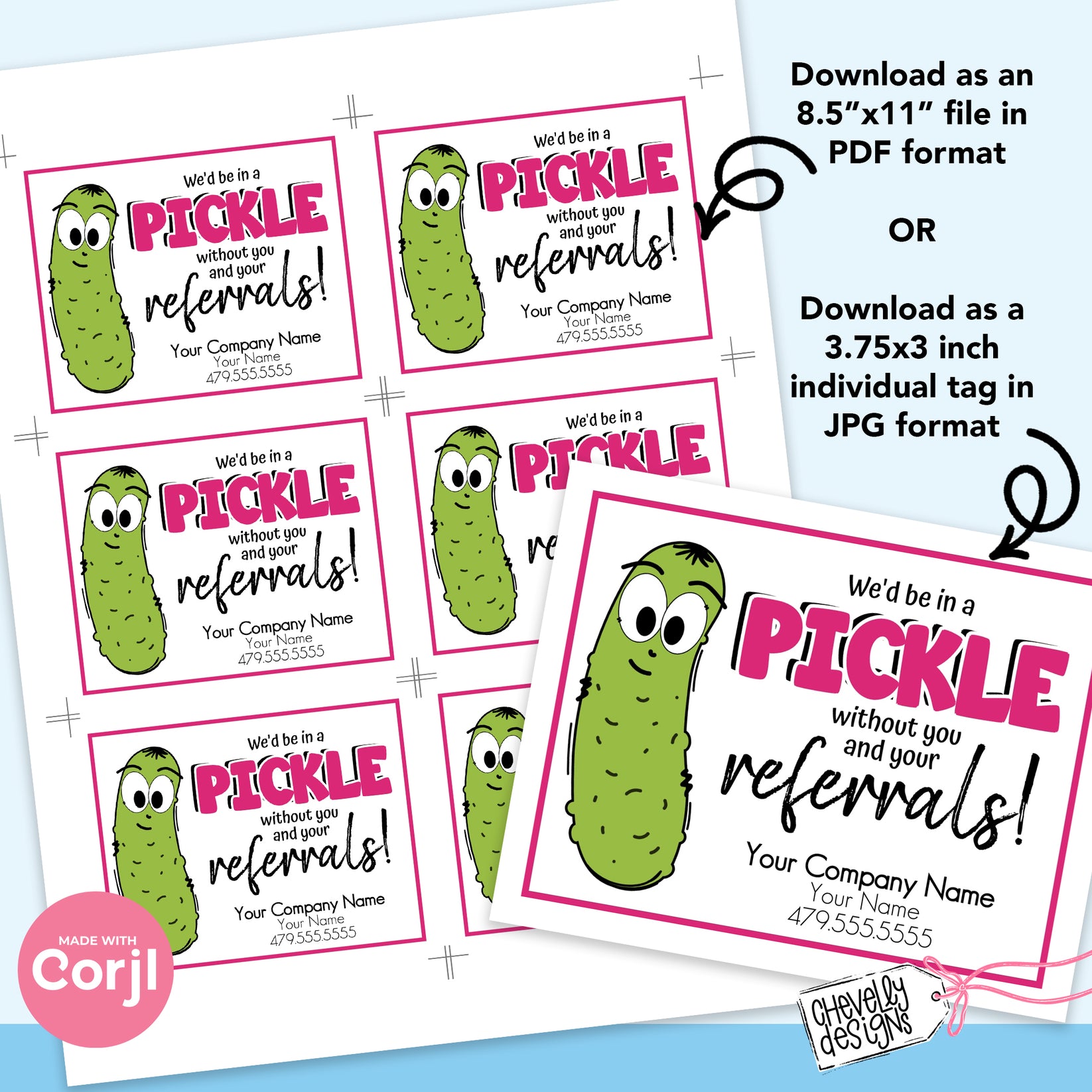 Editable Pickle Referral Gift Tag - We'd be in a PICKLE without You ...