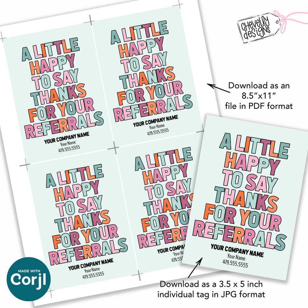 Editable Referral Gift Tag | A Little Happy to Say Thank You | Printab ...