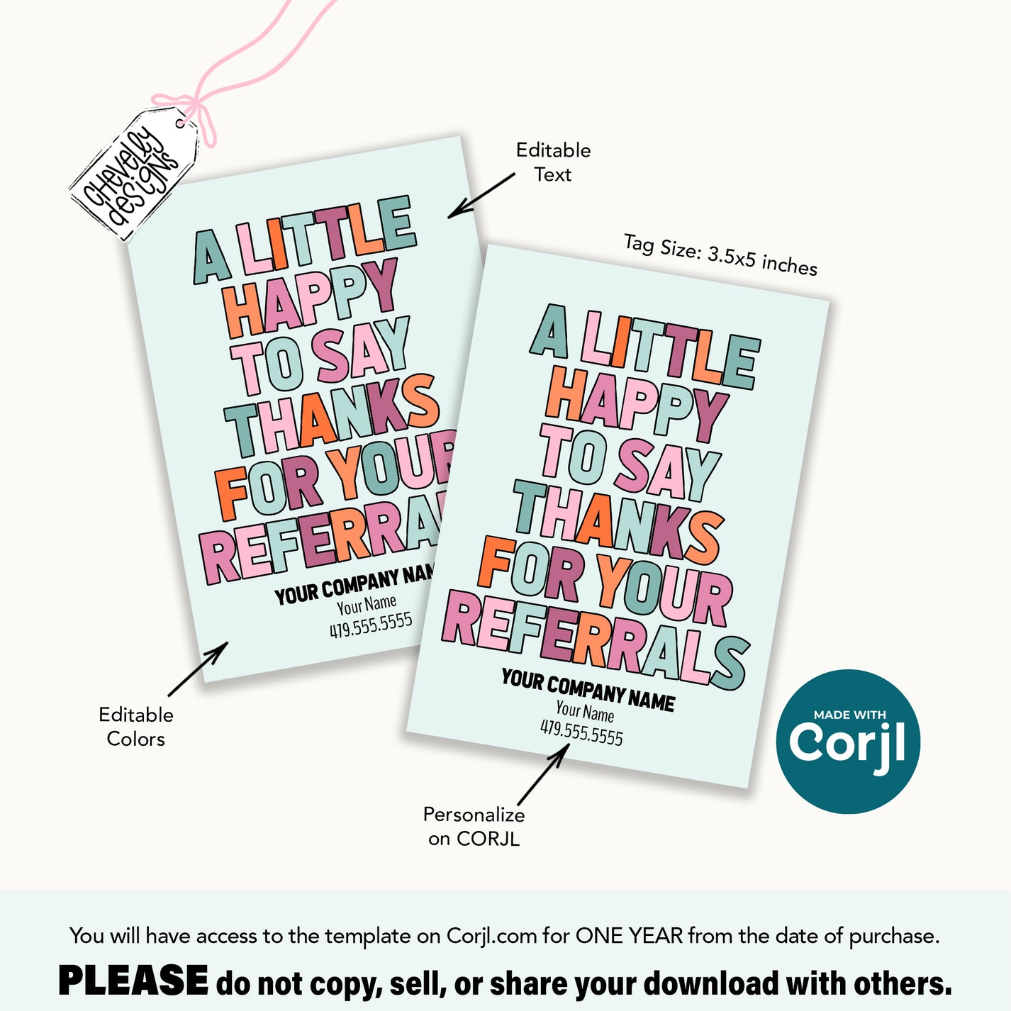 Editable Referral Gift Tag | A Little Happy to Say Thank You | Printab ...