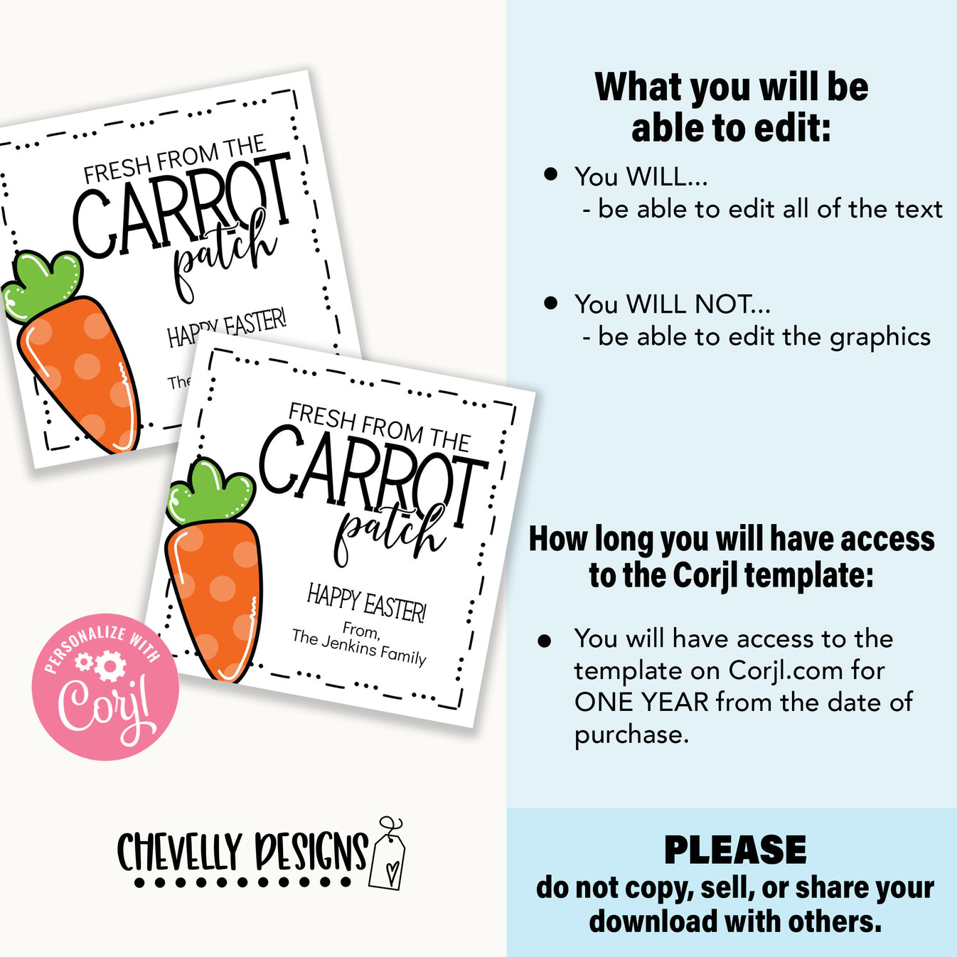 Editable - Fresh From the Carrot Patch - Easter Gift Tags - Printable ...