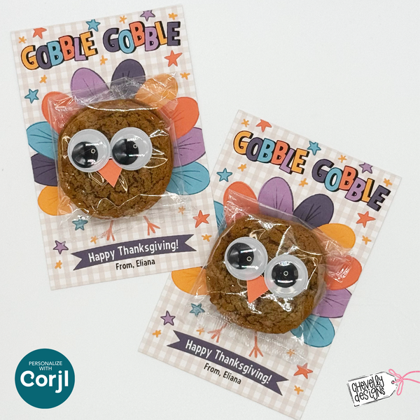 Editable Thanksgiving Treat Cards: Gobble Gobble Snack Cake Turkey Pri ...