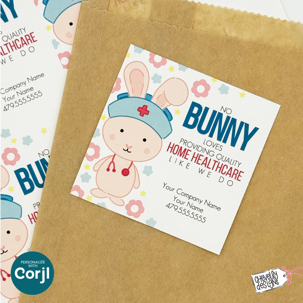 Editable Easter Bunny Referral Gift Tag: Quality Home Health Care Mark ...