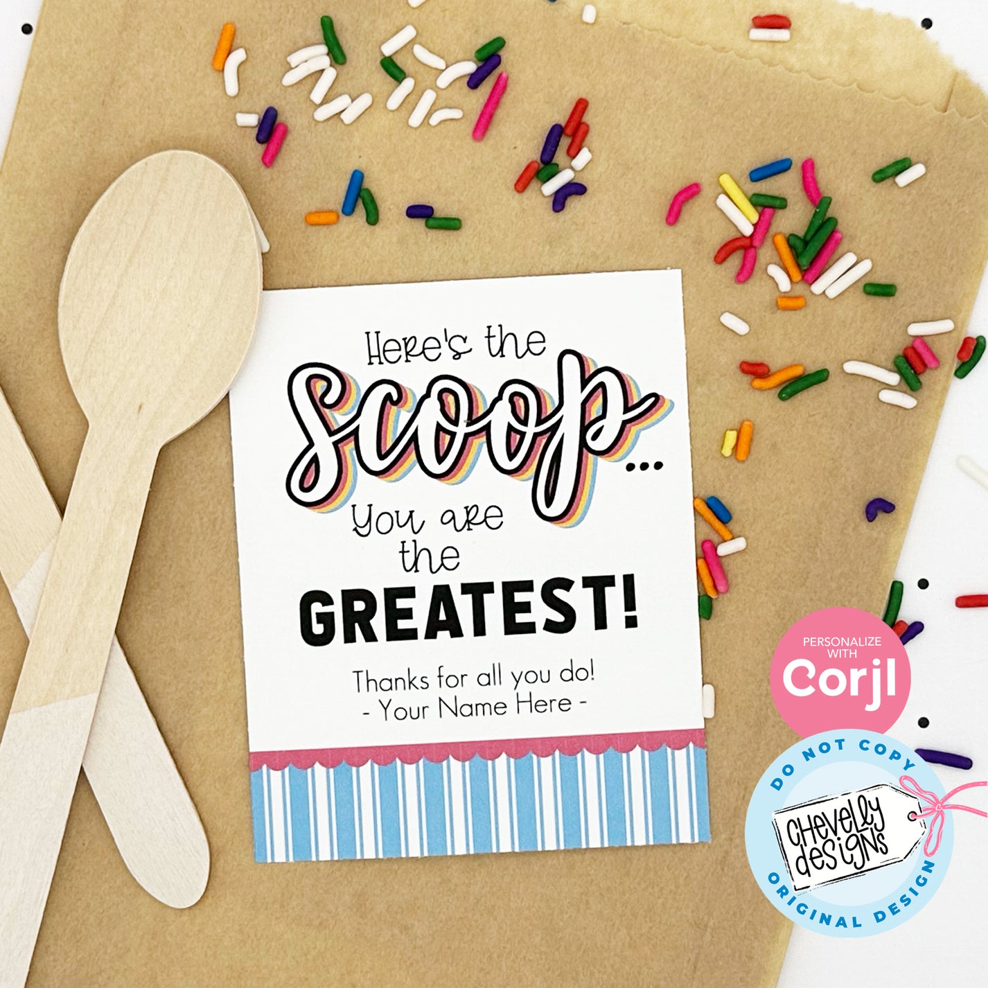 EDITABLE - Here's the Scoop - Ice Cream Appreciation Gift Tags - Print ...
