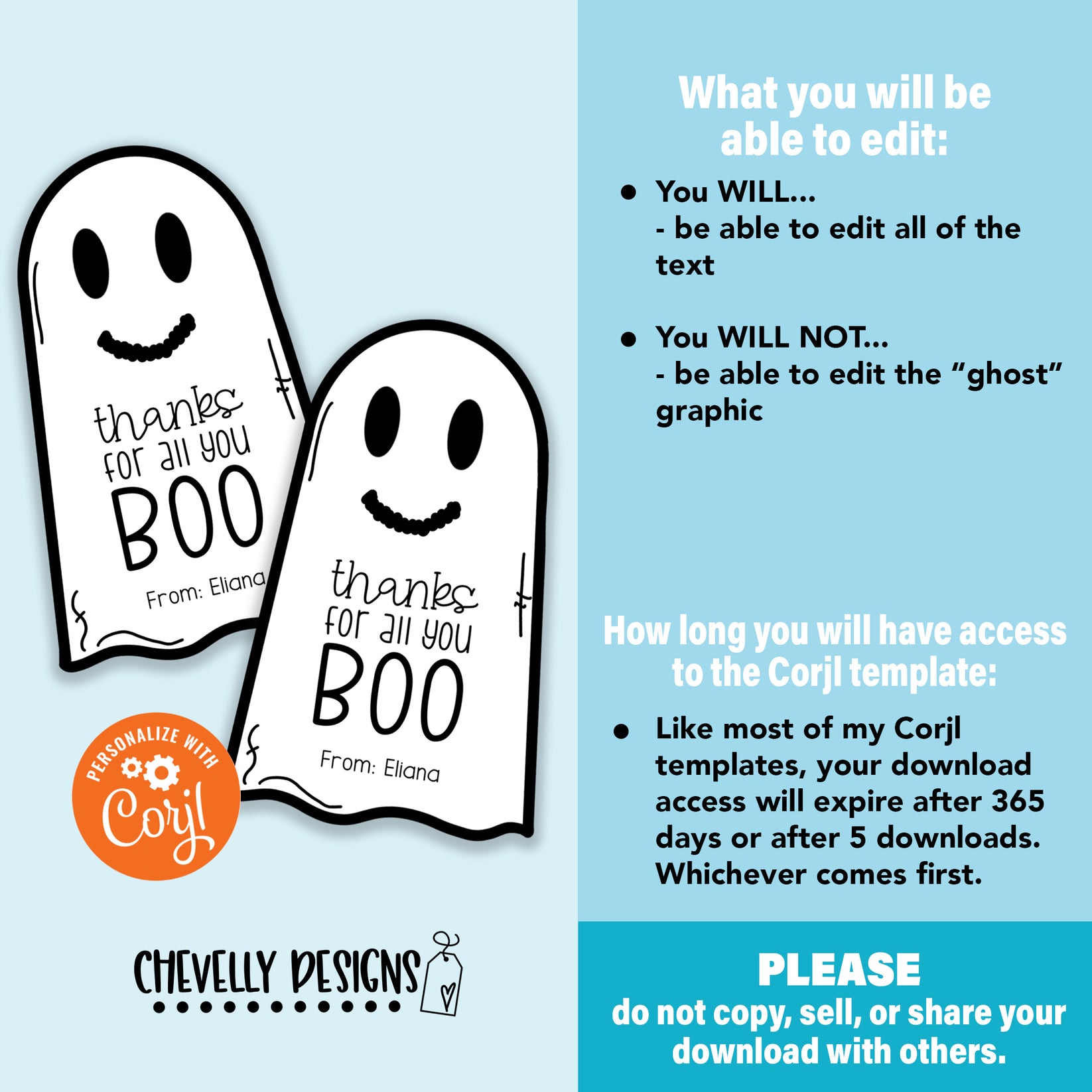 EDITABLE - Thanks for all you BOO Ghost Gift Tags for Halloween - Prin ...