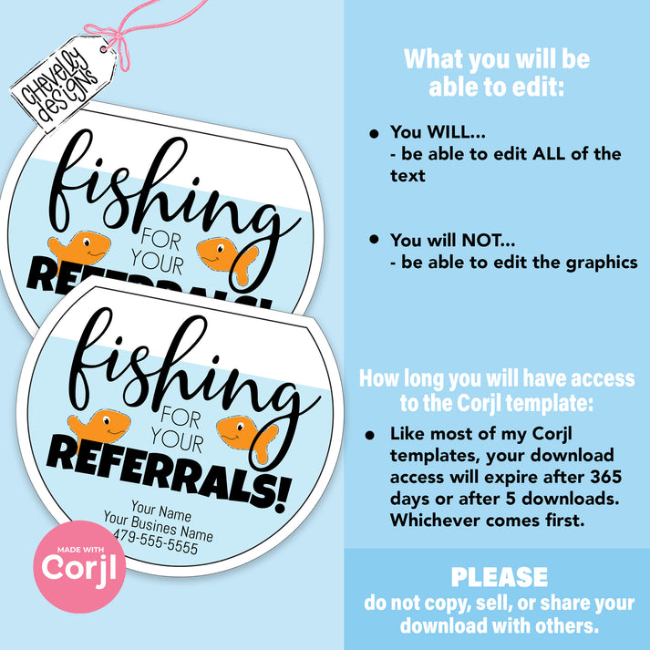 Editable Fishing for Your Referrals Gift Tags - fishbowl, ocean, fish ...